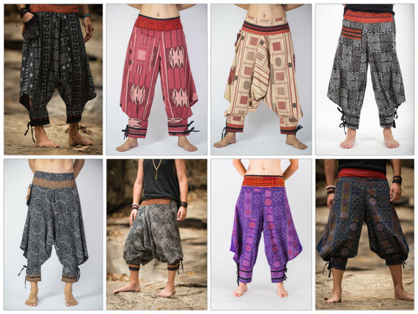 Assorted Set of 5 Men's Thai Hill Tribe Fabric Harem Pants with Ankle ...