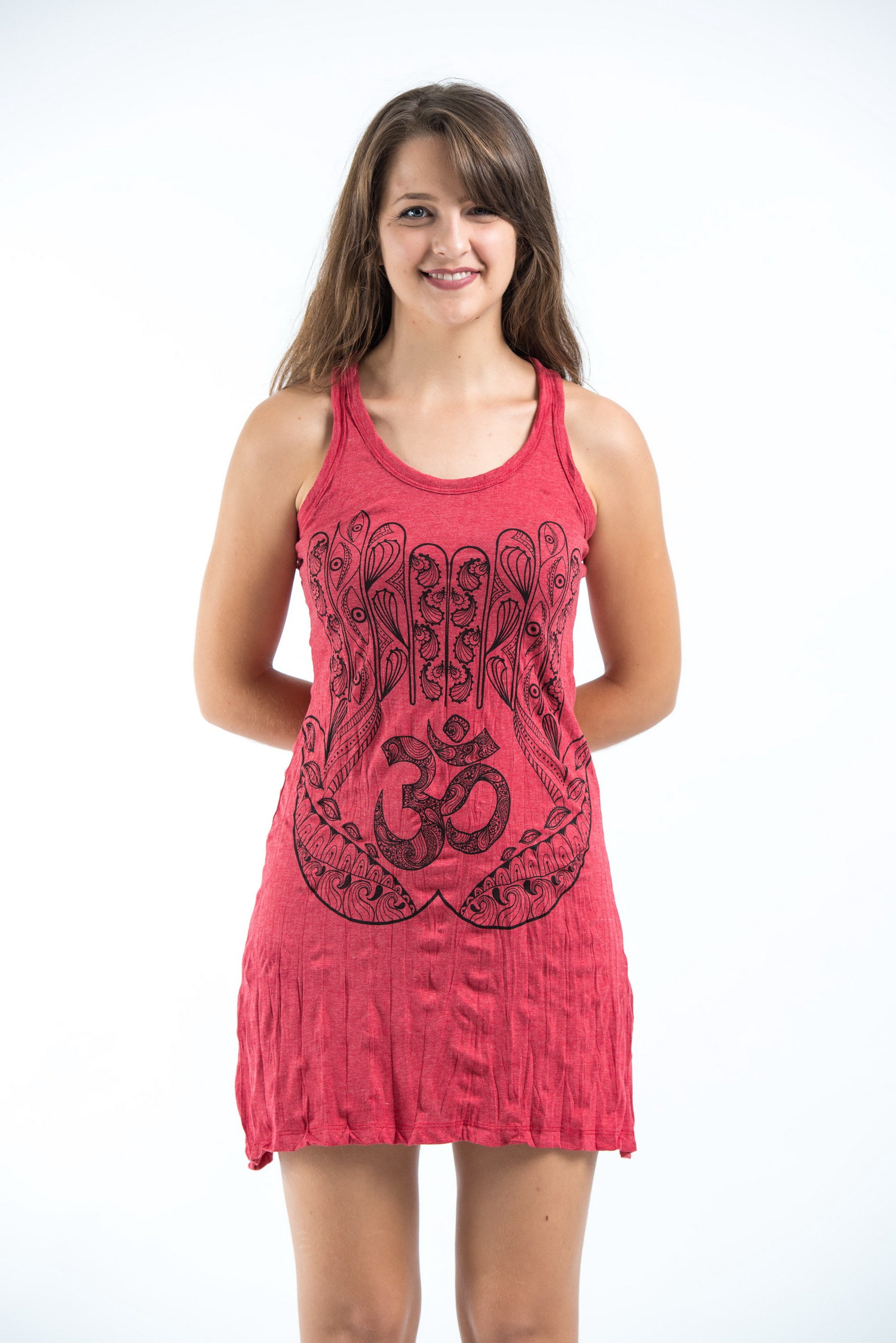 Sure Design Women's Ohm hands Tank Dress Red – Sure Design Wholesale