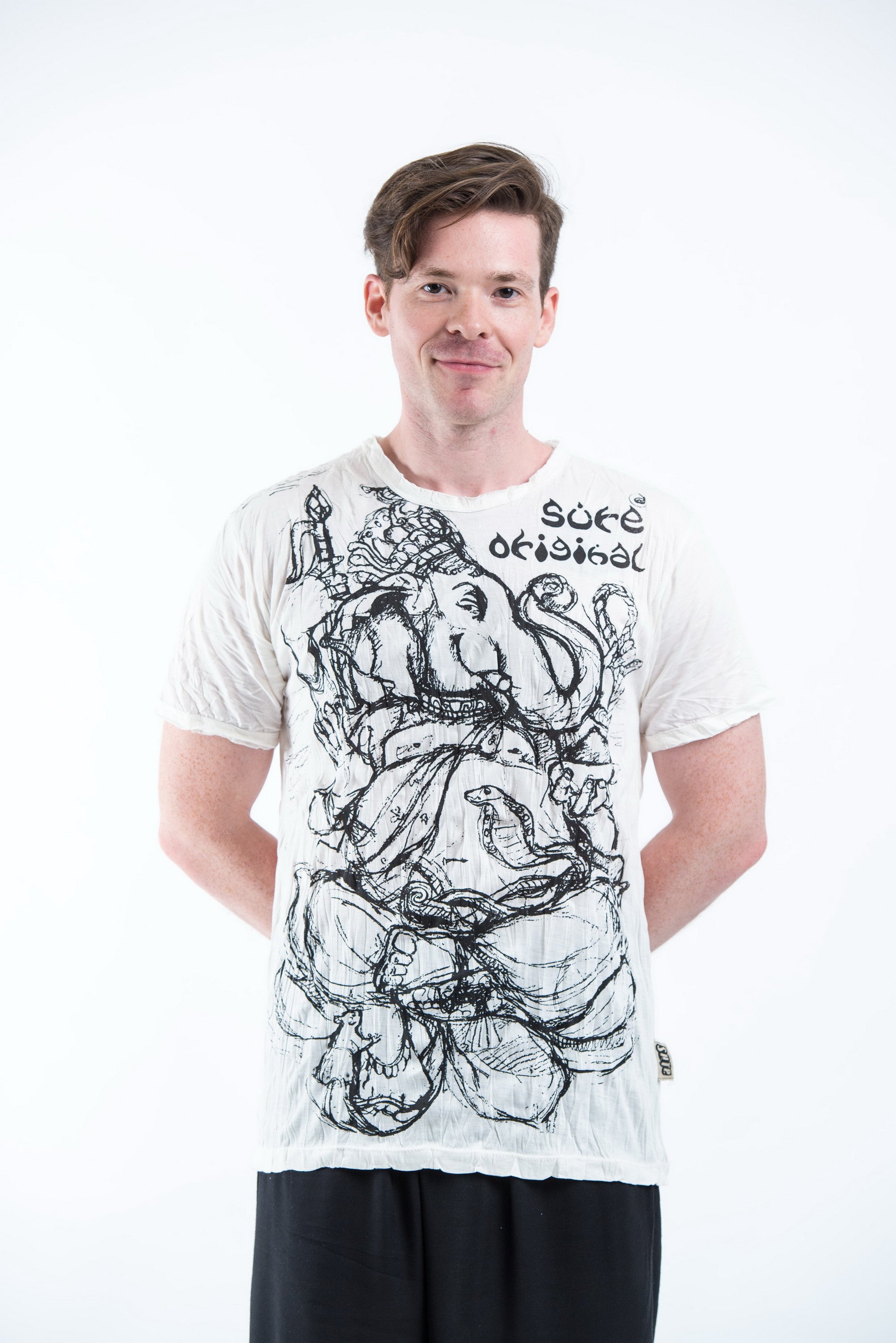 Sure Design Mens Lord Ganesh Sketch T-Shirt White – Sure Design Wholesale