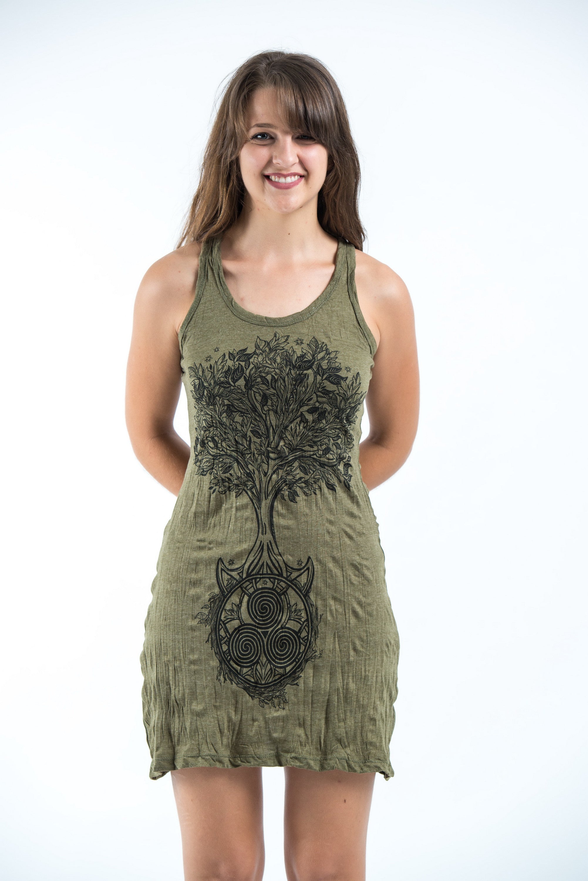Sure Design Women's Celtic Tree Tank Dress Green – Sure Design Wholesale