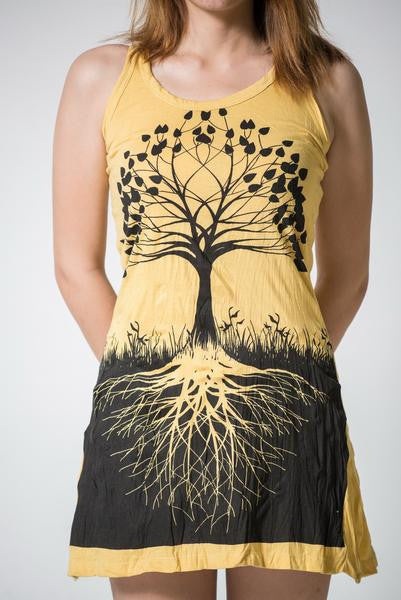 Sure Design Women's Tree Of Life Tank Dress Yellow – Sure Design Wholesale