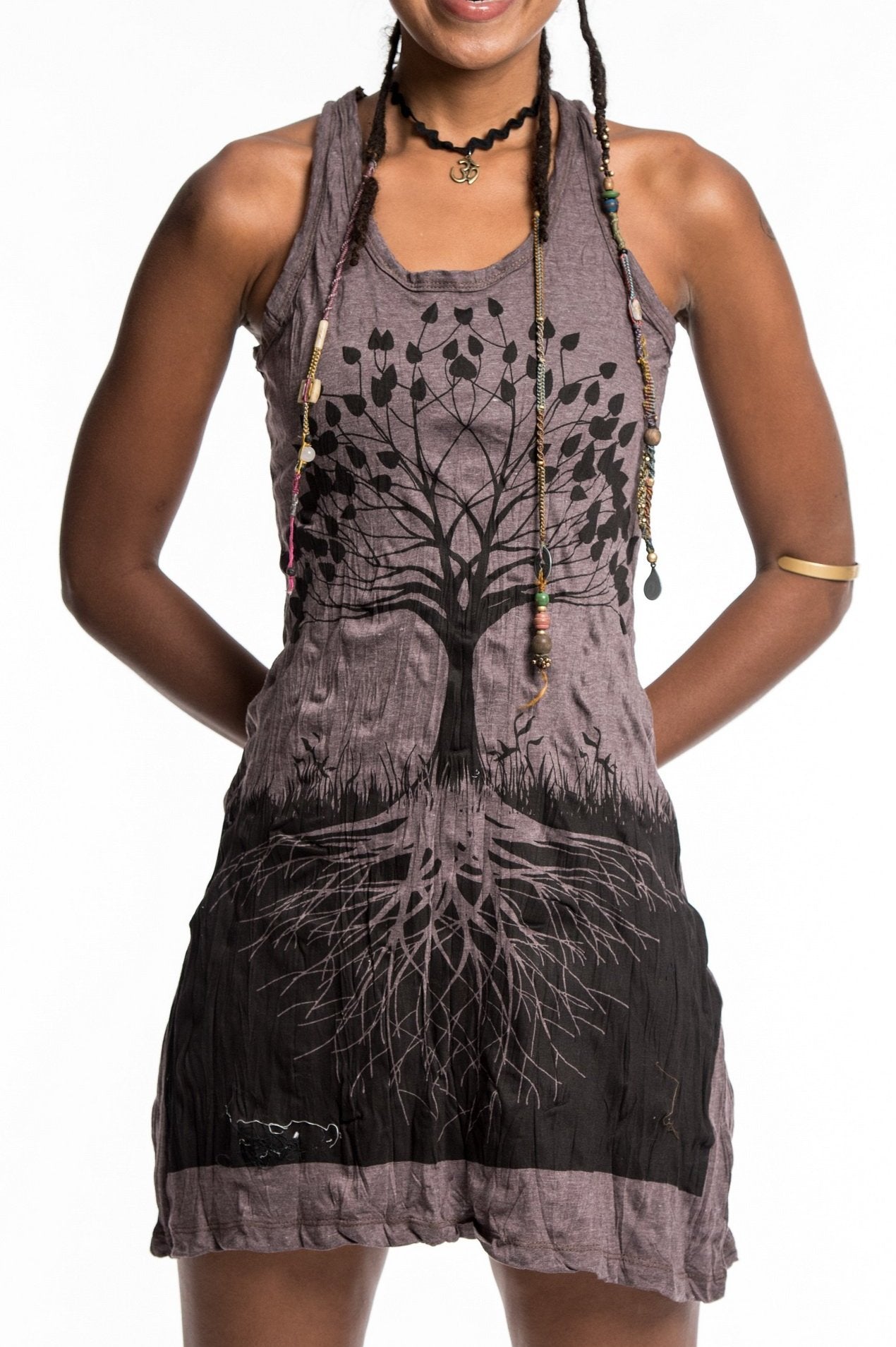 Sure Design Women's Tree of Life Tank Dress Brown – Sure Design Wholesale