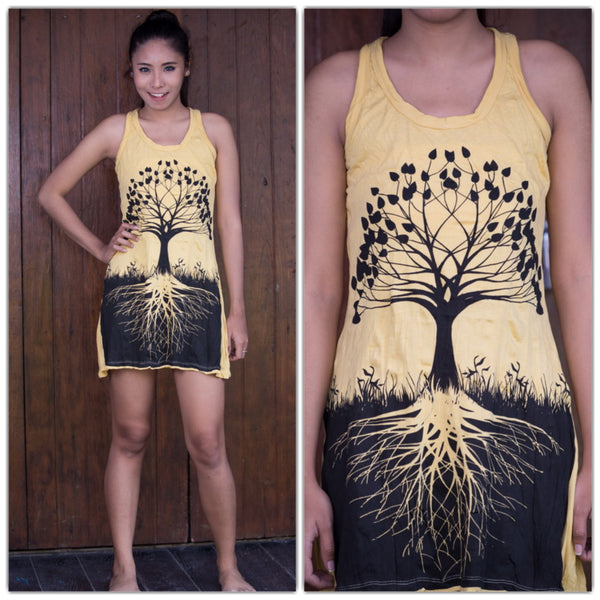 Sure Design Women's Tree Of Life Tank Dress Yellow – Sure Design Wholesale
